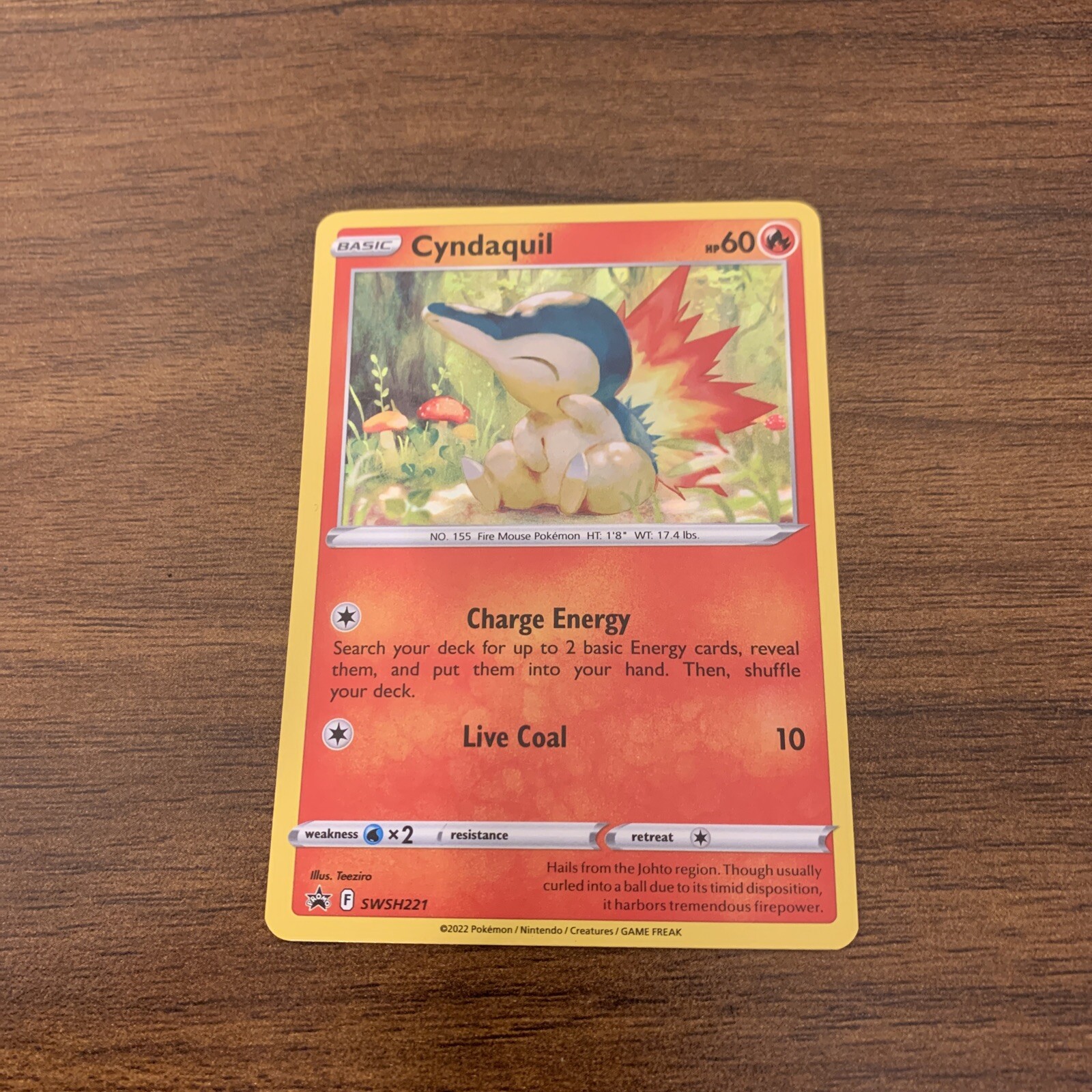 Pokemon TCG Cyndaquil SWSH221 Collector Holo Black Star Promo Card NM ...