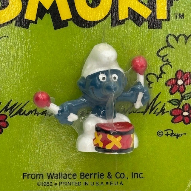 Smurfs 20009 Vtg Drummer Smurf Sealed On Card PVC Figure Schleich Peyo ...