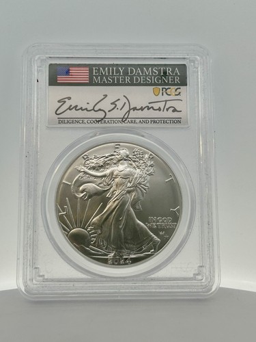 2024-P Silver Eagle PCGS MS70 Star Privy 1oz Signed By Emily Damstra ⭐️ ...