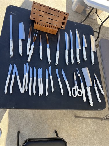 Cutco Pearl White 30 Piece Ultimate Set with Block with 12 Steak Knives ...