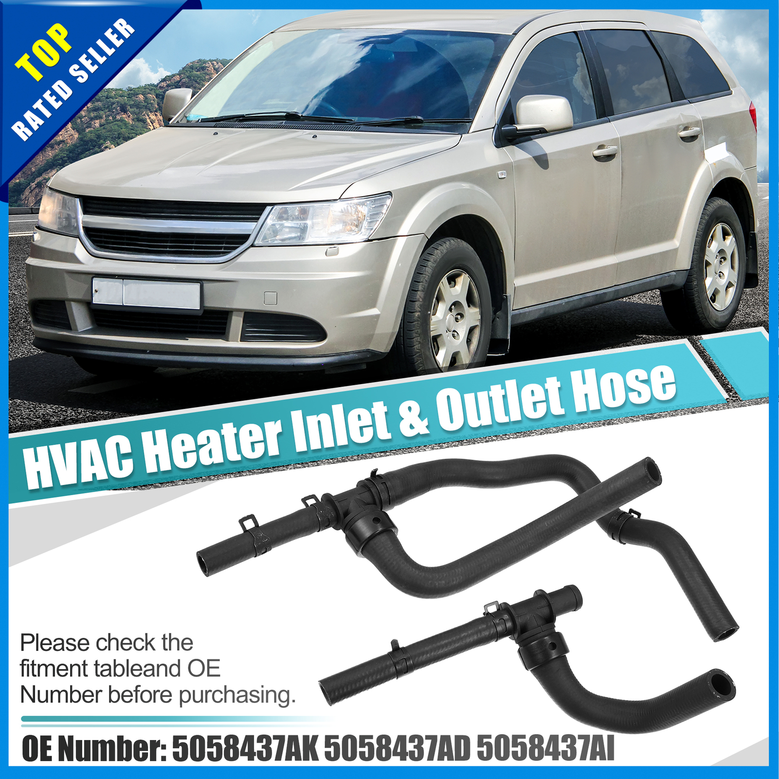 Pack of 1 For Dodge Journey 2.4VVT 2008-2020 Heater Hose Assembly Set ...