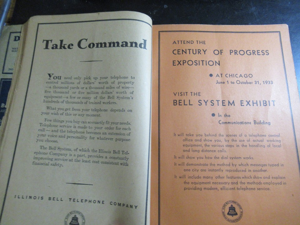 1933 BELL TELEPHONE DIRECTORY ILLINOIS | eBay