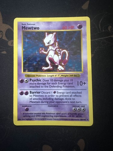 1999 Pokémon TCG Mewtwo Shadowless Holo 10/102 Base Set Rare English | eBay