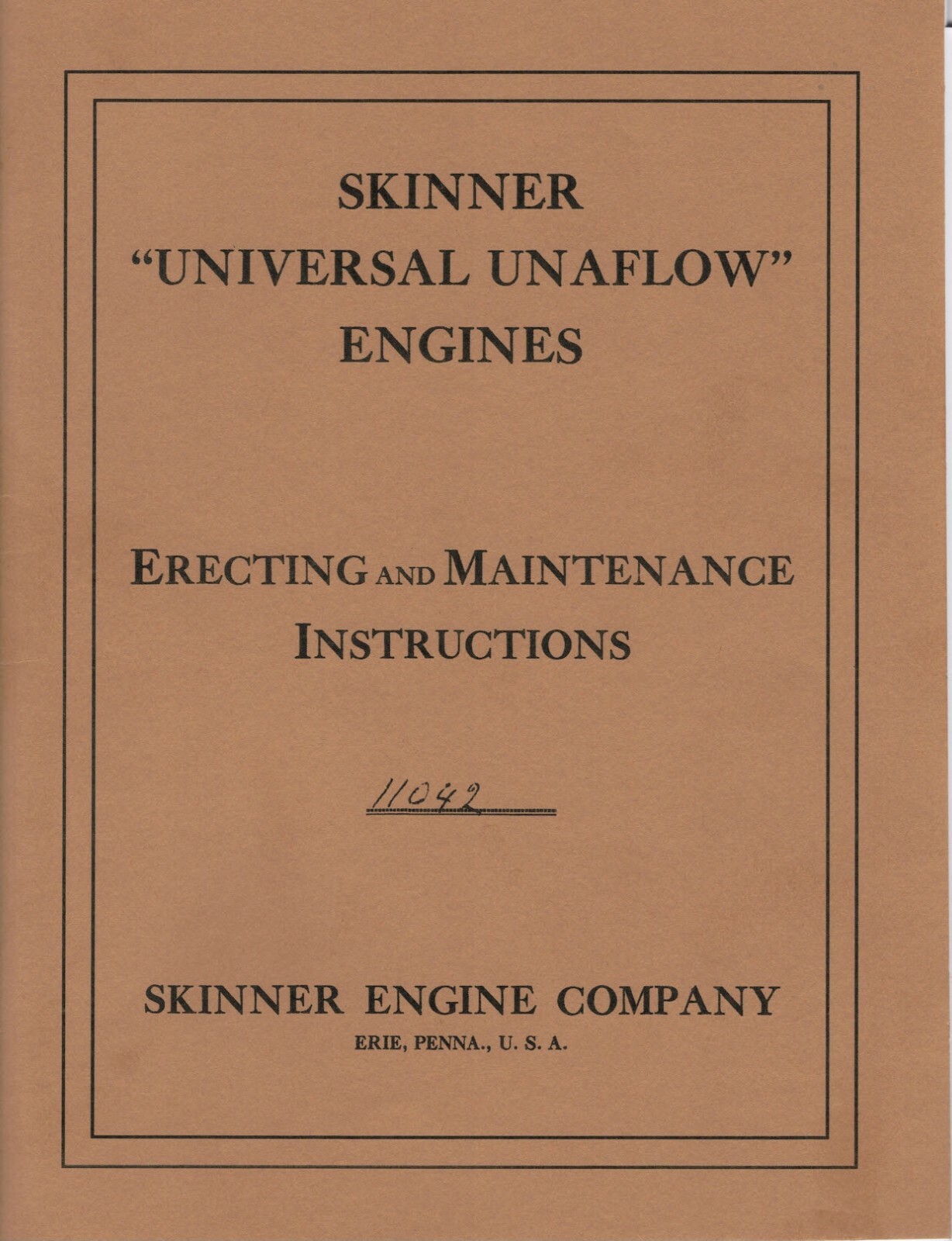 Skinner Uniflow Steam Engine: Erecting + Maintenance Instructions-1940s ...