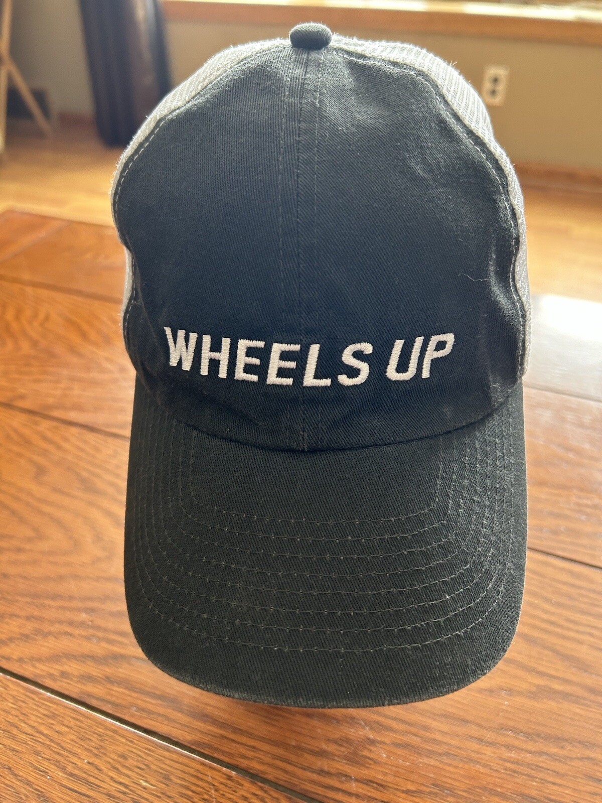 Hat Wheels Up 8760 Mesh Back Truckers Hat Black & Whi… - Gem