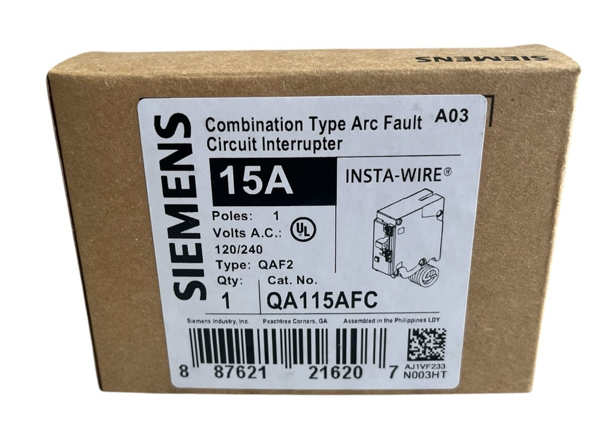 Siemens QA115AFC 1 Pole 15A 120V QAF2 Combination CAFCI Breaker | eBay