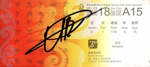Fastest Man Alive Usain Bolt Signed 2008 Beijing Olympics Ticket COA ...