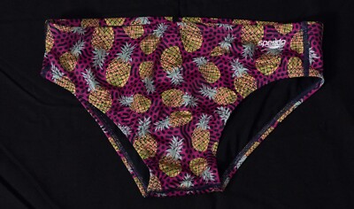 Speedo Men Dark Pink Pineapple Endurance Swim Brief Swimwear - Size 34 ...