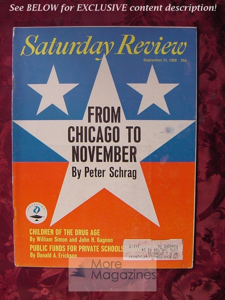 Saturday Review September 21 1968 PETER SCHRAG KENNETH REXROTH LARRY ...