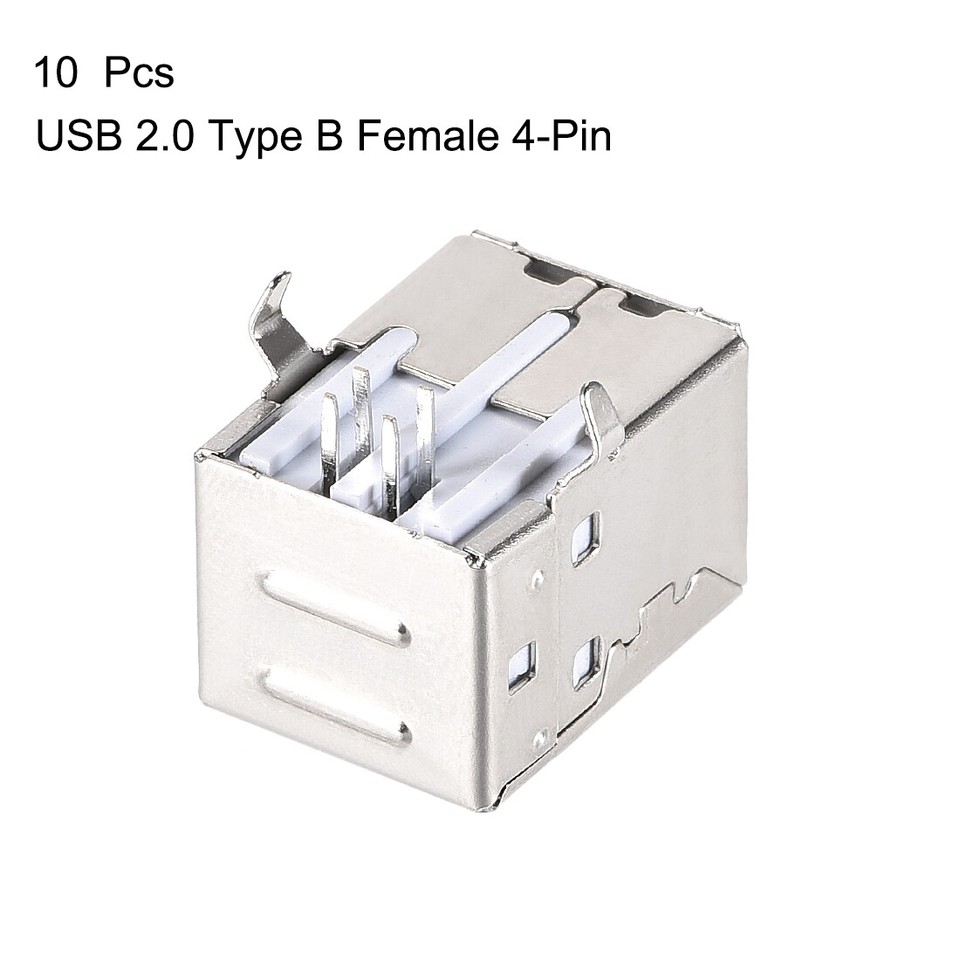10 Pcs USB Female Type-B Port 4-Pin Right Angle PCB DIP Jack Socket ...