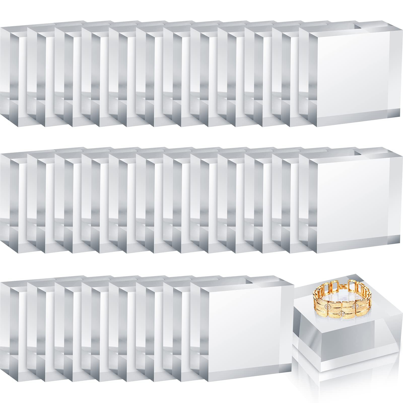 32 Pack Acrylic Blocks Clear Polished Acrylic Square Display Stand ...