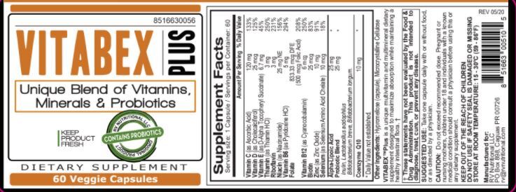 Vitabex Plus | Multivitamin | Probiotics | 60 Veggie Capsules | FREE ...