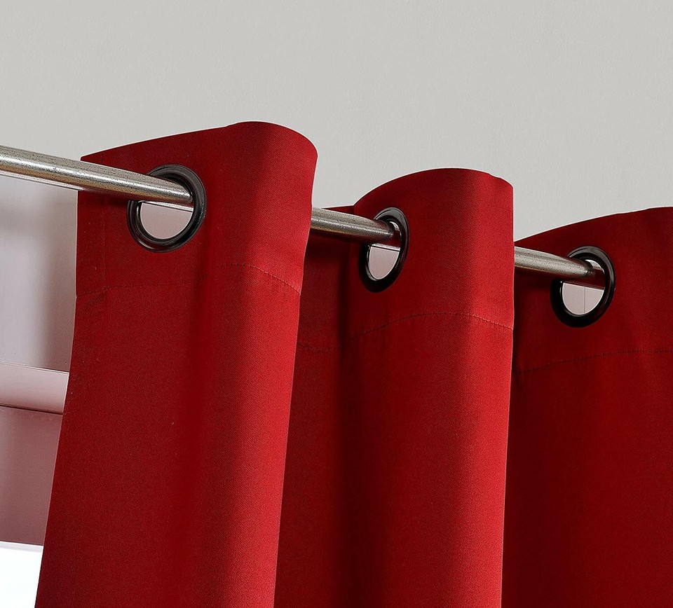 Set 2 Solid Red Window Curtains Panels Drapes 63 84 95 in L Darkening ...