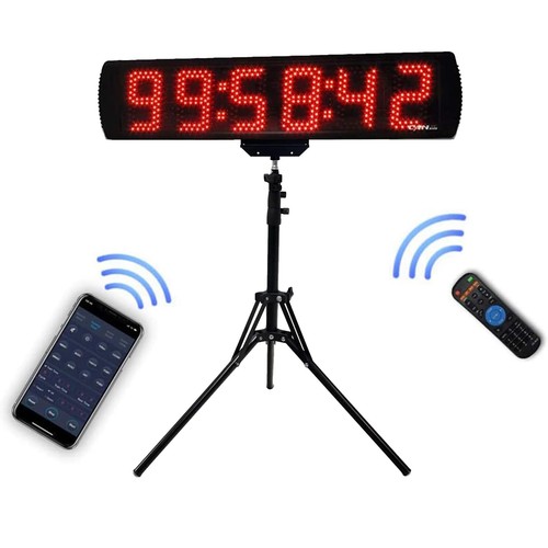 Portable 5'' High 6 Digits LED Race Clock with Tripod for Running ...