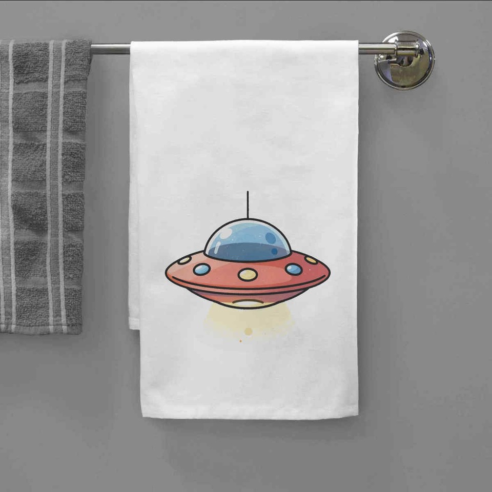 'Cartoon Style UFO' Cotton Tea Towel / Dish Cloth (TW060310) | eBay UK