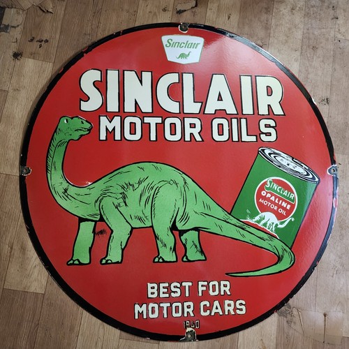 SINCLAIR MOTOR OILS PORCELAIN ENAMEL SIGN 30 INCHES ROUND | eBay