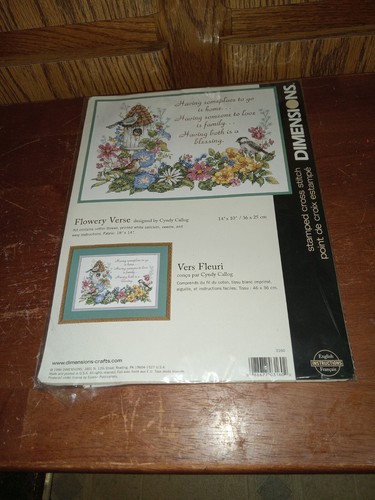 VtG 1996 DIMENSIONS Flowery Verse Stamped Cross Stitch Cyndy Callog 18 ...