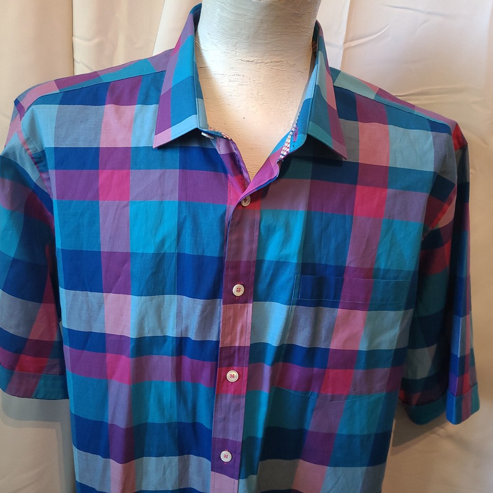 Men's Bugatchi Uomo S/S button front shirt - XL - Classic fit | eBay