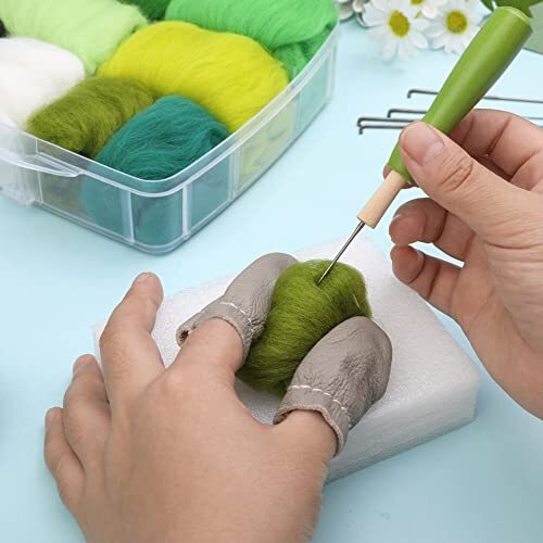8 Colors Wool Fibre Yarn Roving for Needle Felting Starter Kit with ...