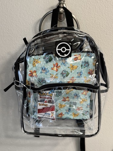 Pokemon Pikachu & Gen 1 Starters Kids Clear Backpack, Bioworld. W/Promo ...