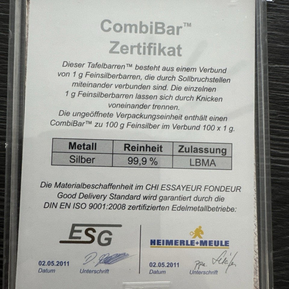 10 X 1 Gramm Silberbarren 999 ESG Combibar | eBay.de