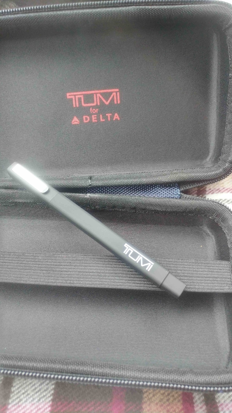 Tumi Delta Travel Case with Accessories. Eye Mask. Pen. Levenger Key ...