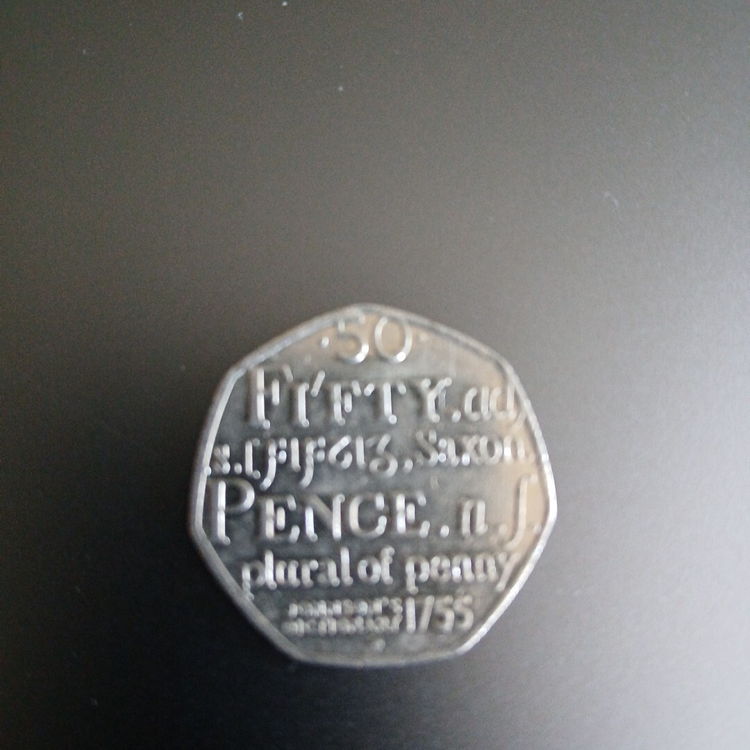 Rare 50p Coin - Fifty Pence Coin Johnson's Dictionary 1755 Saxon Plural ...