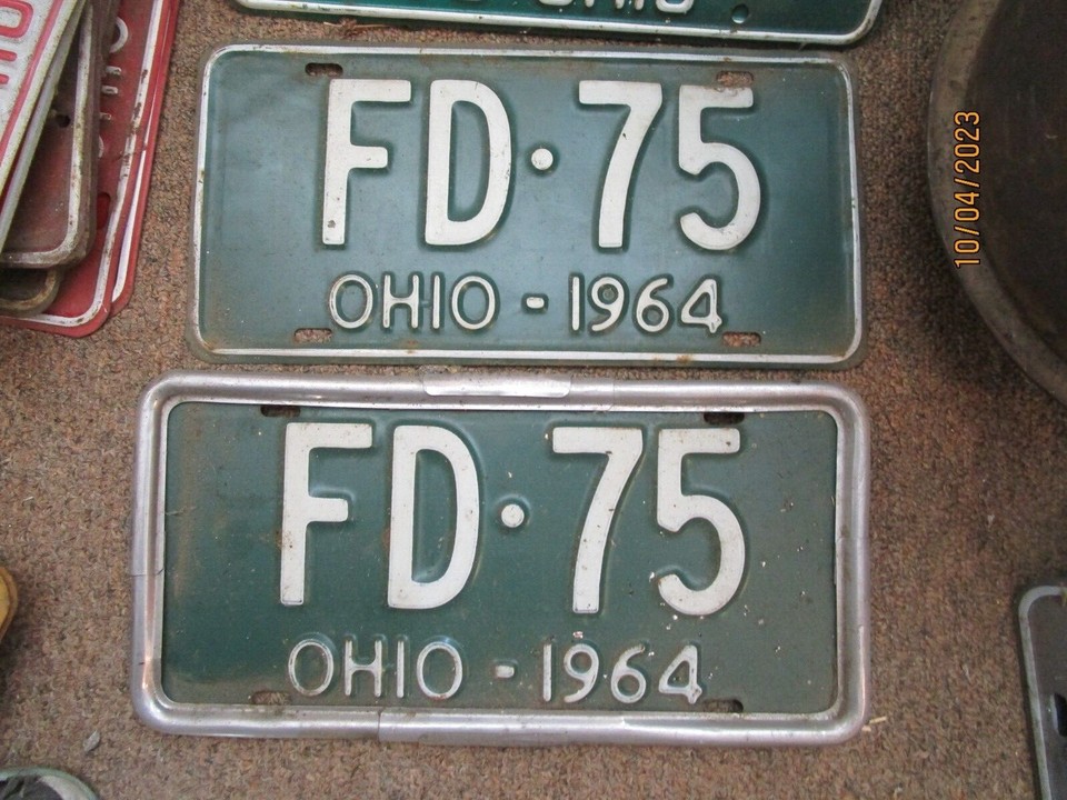 Vintage Ohio License Plates FD75 Choice matching sets 1956-1961, 1964 ...