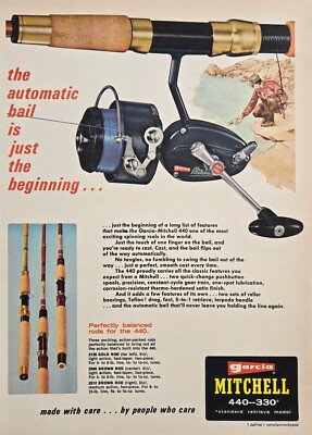 1968 VINTAGE 2 SIDED PRINT AD - GARCIA FISHING - MITCHELL 440 / MITCHELL 320 | eBay