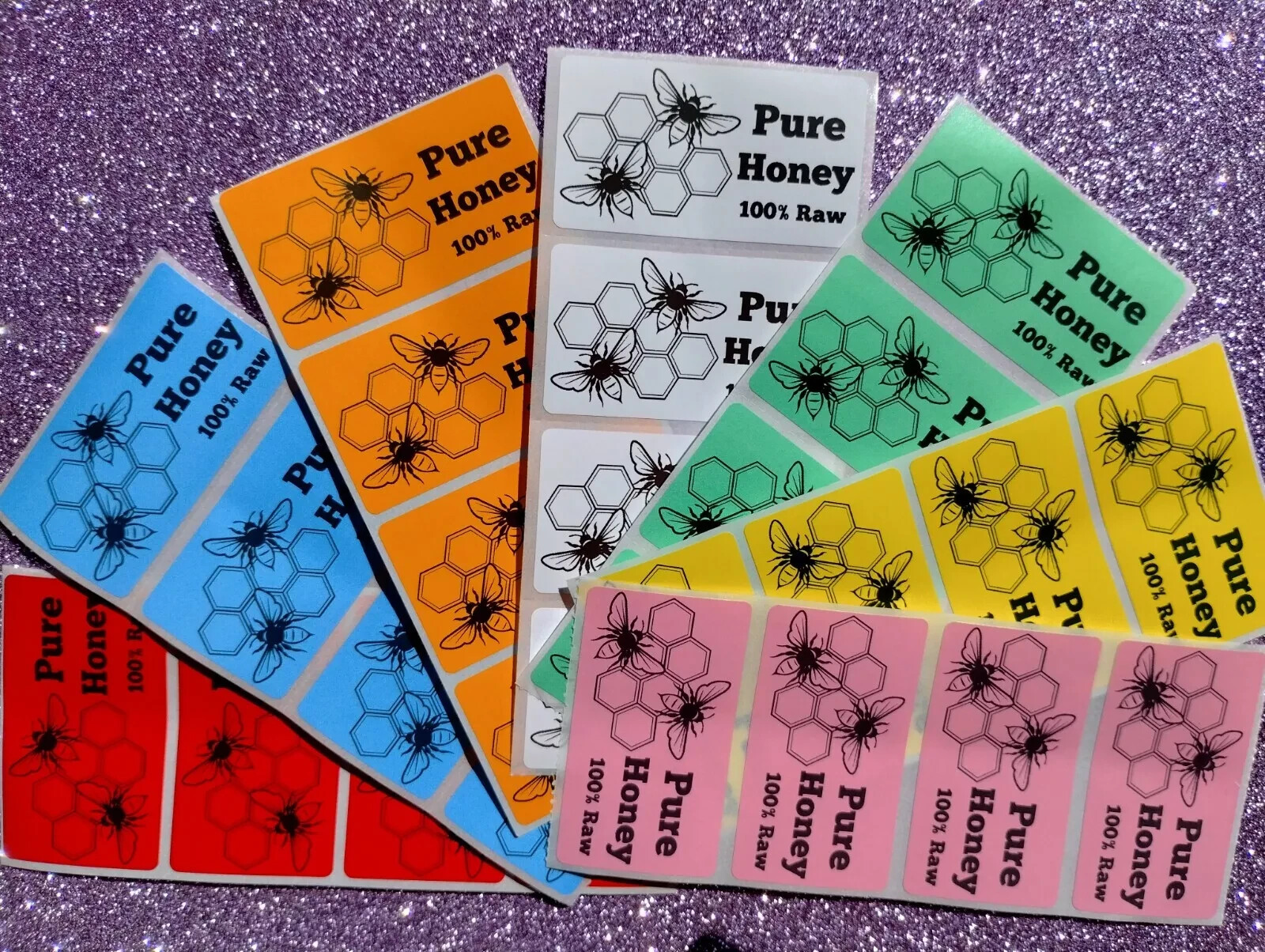50 PURE HONEY STICKERS 2.25" ORGANIC RAW SEALS LABELS Food SCRATCH ...