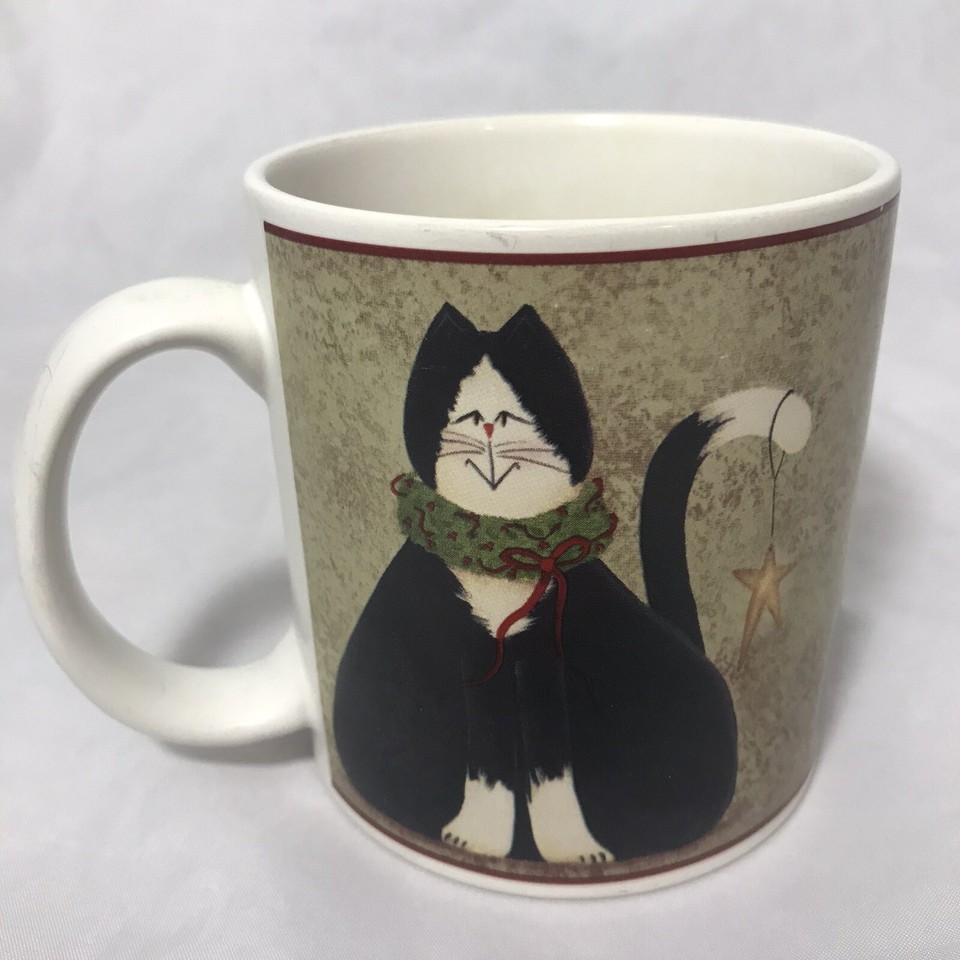 Two Sakura Christmas Cats Fiddlestix Coffee Cups Orange Cat And Black ...