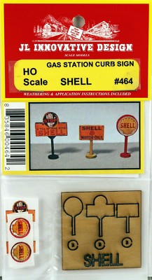 JL Innovative HO/HOn3 Vintage Gas Station Curb Signs Shell (464) | eBay