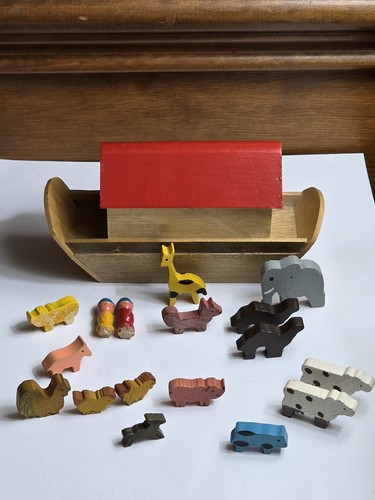 Rare Vintage Shackman miniature Noah Noah’s Ark wood set W Vint ITALY ...