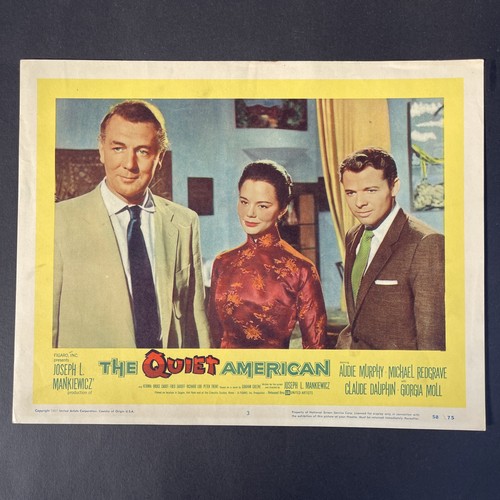 The Quiet American Audie Murphy Michael Redgrave 1957 Lobby Card # 3 ...