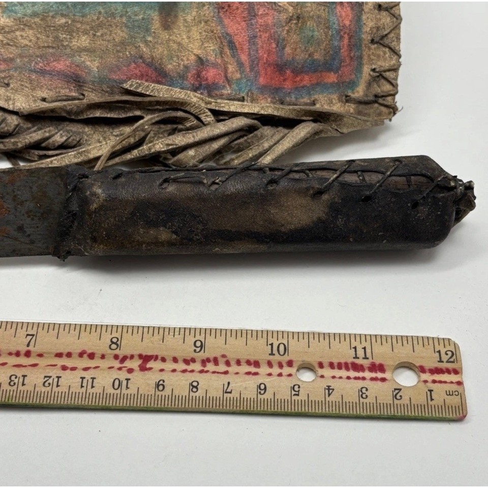 Antique Plains Indian Native American Parfleche Knife & Sheath Hand ...