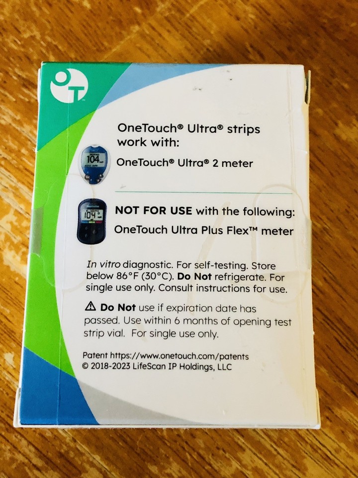 One Touch Ultra Blue Blood Glucose Test Strips - 100 Count (22895) Exp ...