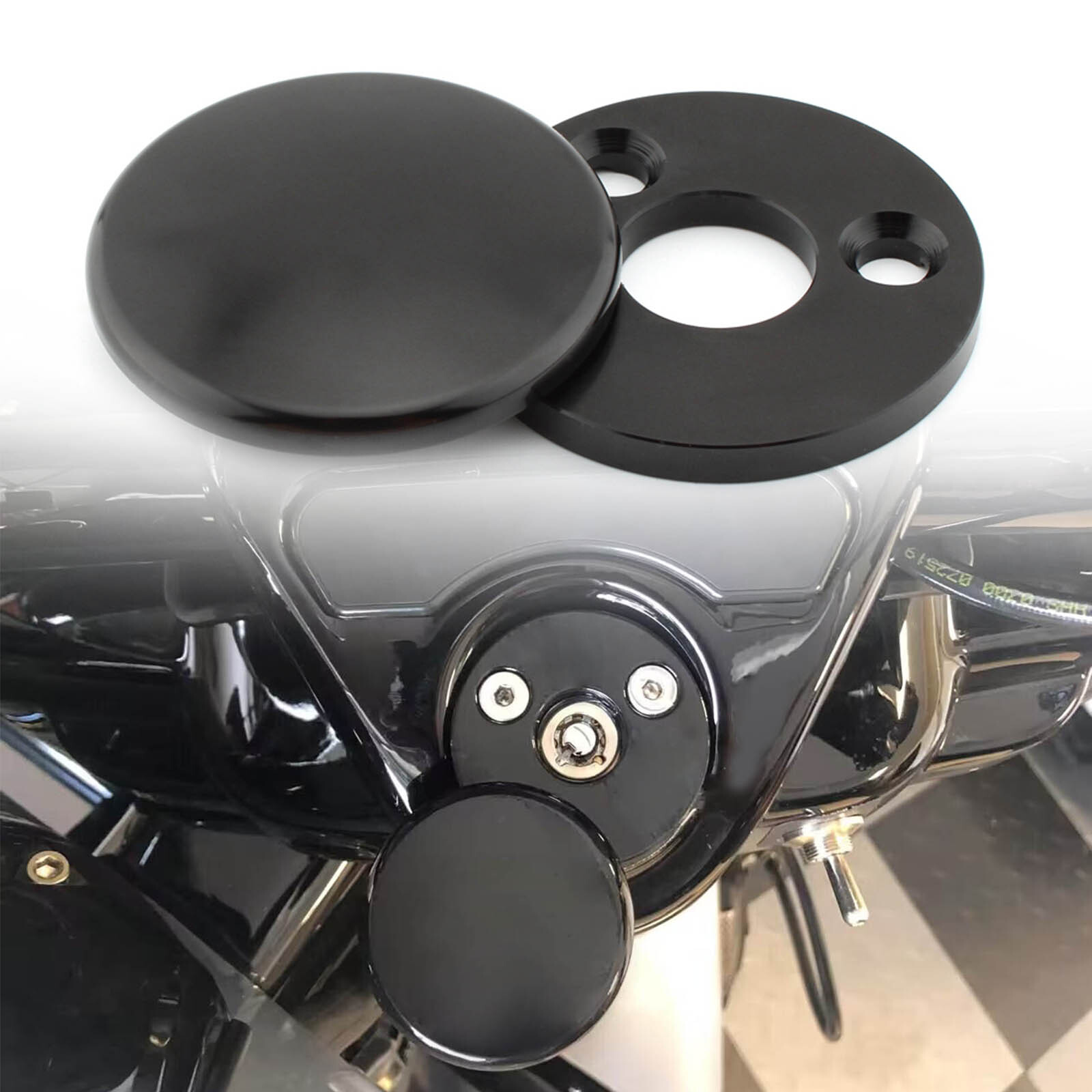 Black Motorcycle Fork Lock Cover Aluminum Alloy For Harley Road King ...