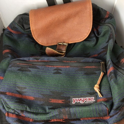Vintage 90s Jansport Made in USA Leather Bottom Drawstring Backpack ...
