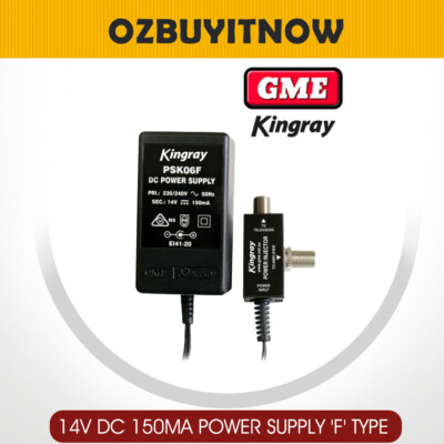 14V DC 150MA POWER SUPPLY 'F' TYPE 75 OHM F-Type Injector KINGRAY ...