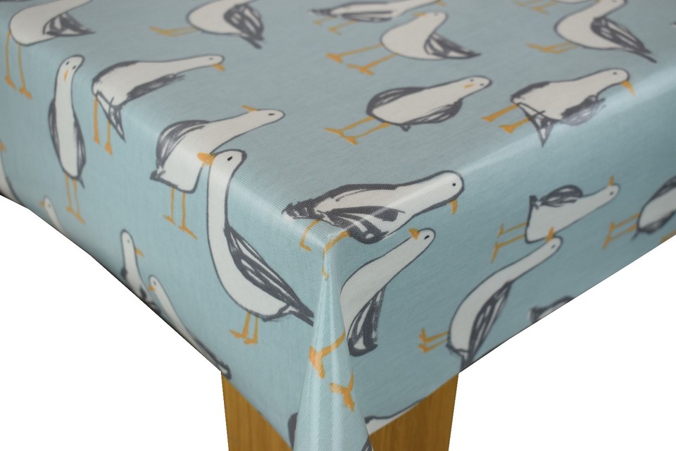 Duck Egg Cotton Oilcloth Wipe clean Tablecloth PVC Dotty Floral ...