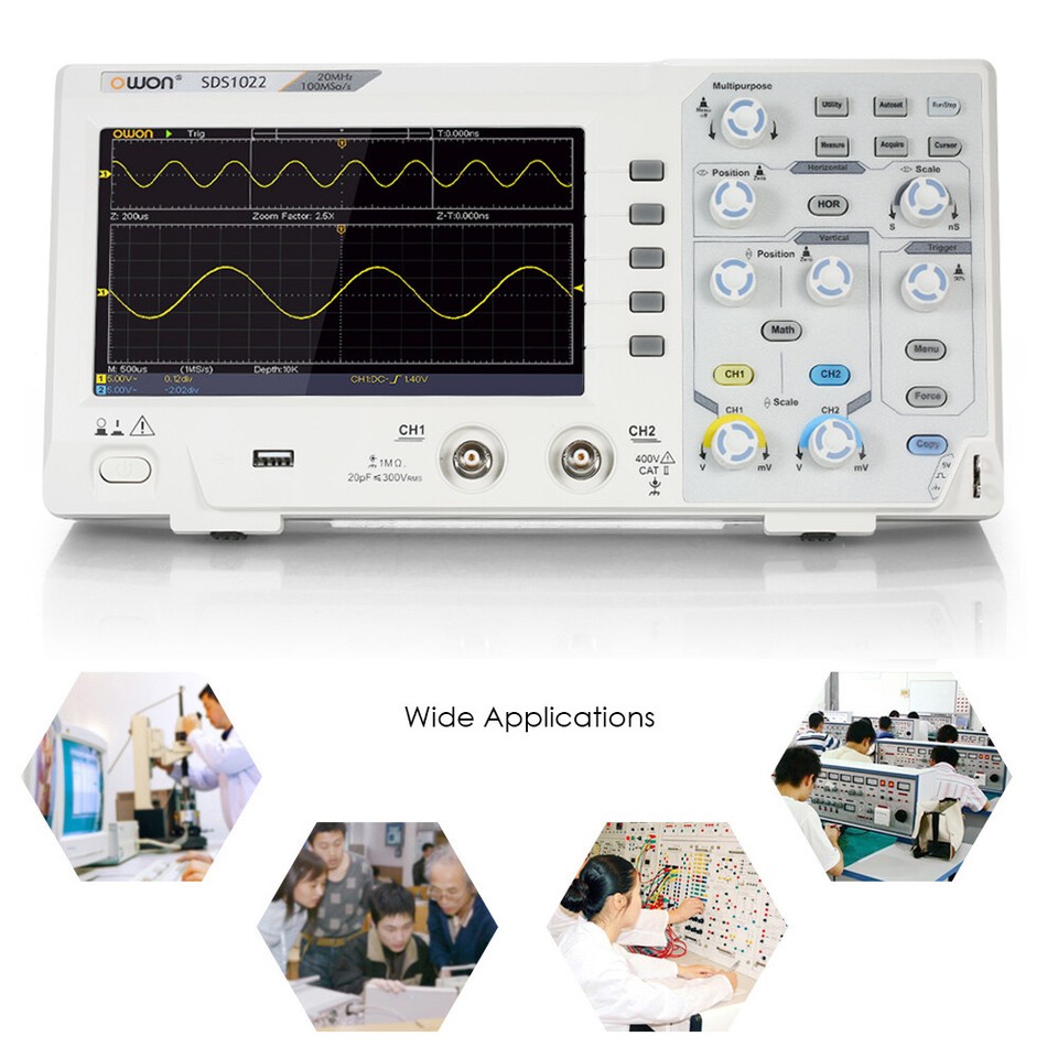 SDS1022 Oscilloscope 2Channels Oscillometer Digital Storage ...