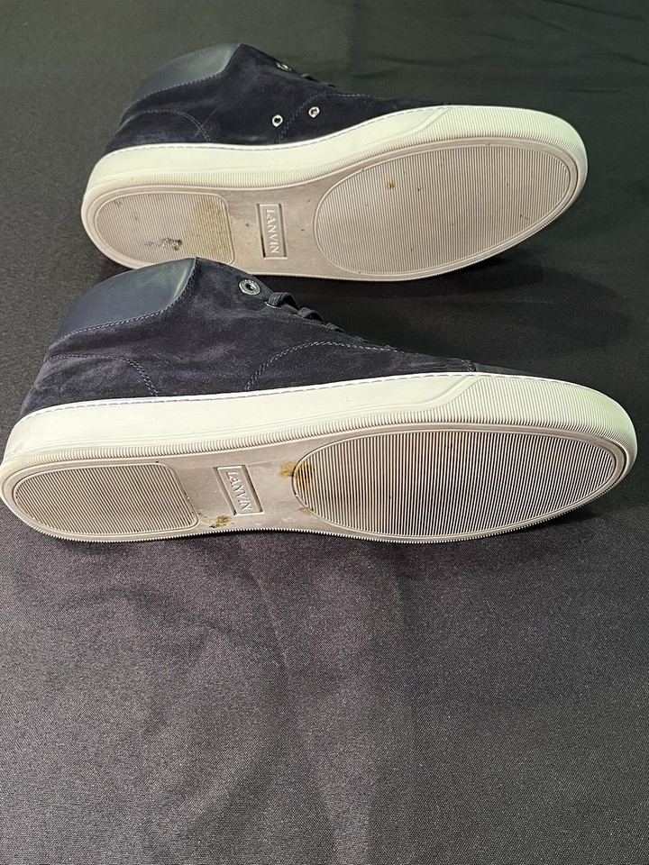 LANVIN BLUE SUEDE AND LEATHER SNEAKERS LOW KEY SHOES 11 BUT FITS 12 ...