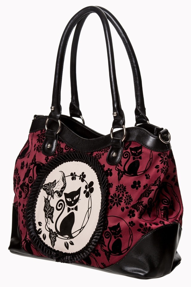 Banned Gothic Schultertasche Call Of The Phoenix Rot Handtasche Katze ...