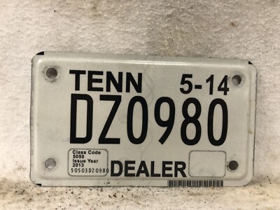 2014 Tennessee Dealer Motorcycle License Plate | eBay
