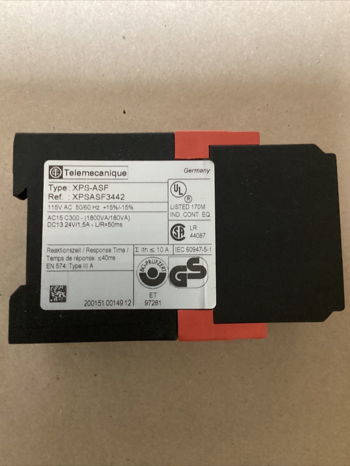 Telemecanique XPS ASF 3442 Control Safety Stop Relay XPSASF3442 072348 ...
