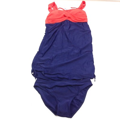 Women's Two Piece Swimsuit B2 Swimdress Size M Navy Orange Bathing ...