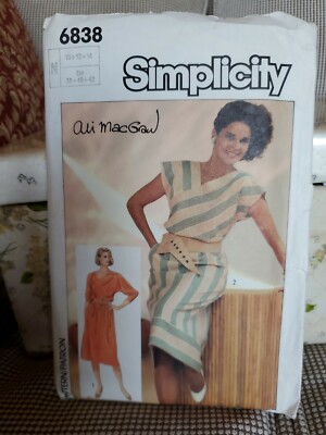 Vintage Sewing Pattern Simplicity 6838 Ali MacGraw Dress Drop Shoulder ...