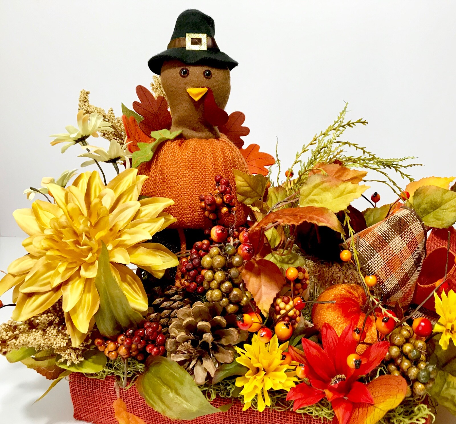 LARGE THANKSGIVING TURKEY CENTERPIECE FALL COLORS AUTUMN FLORAL ...