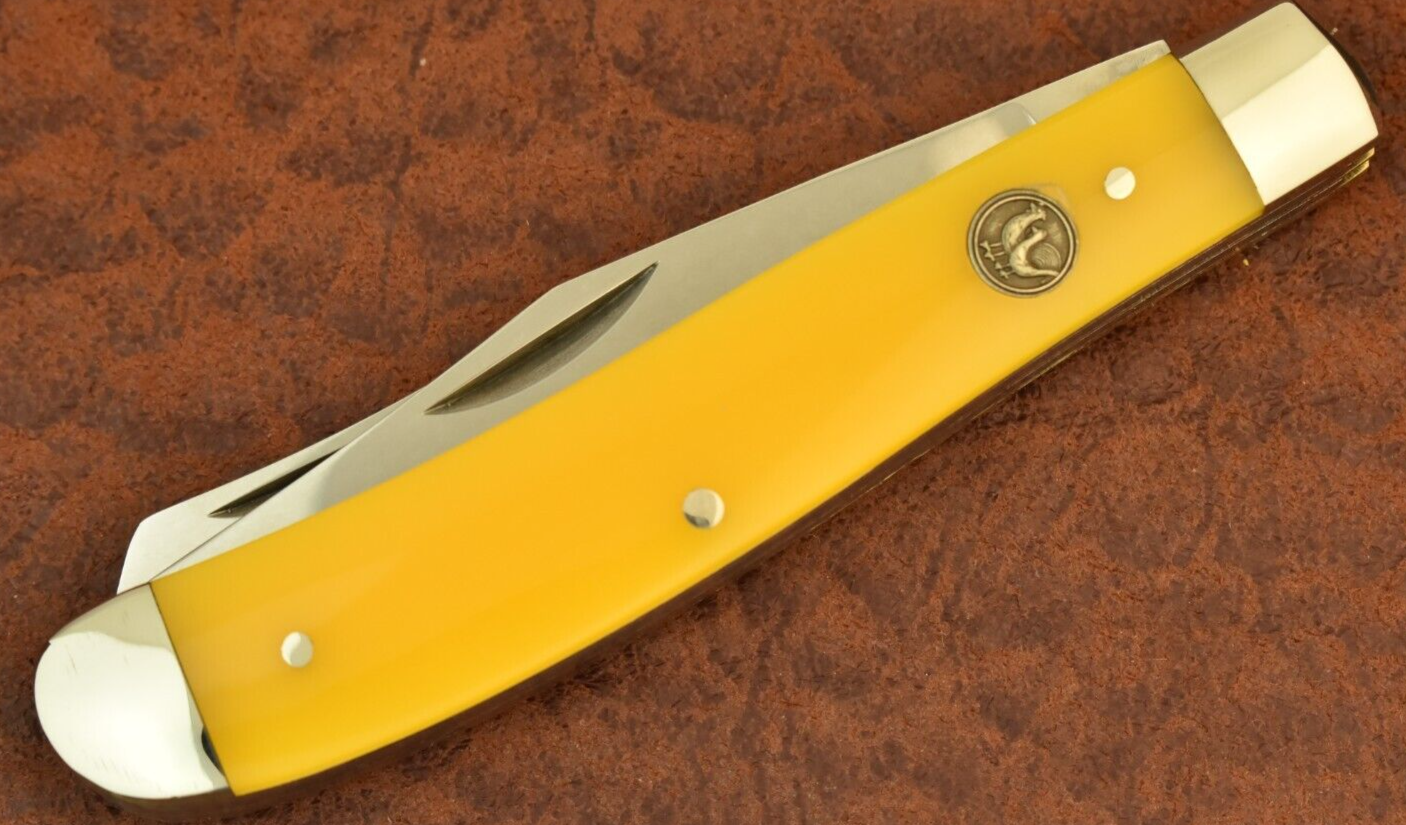 HEN & ROOSTER BERTRAM SOLINGEN GERMANY OLD FLAT YELLOW TRAPPER KNIFE ...