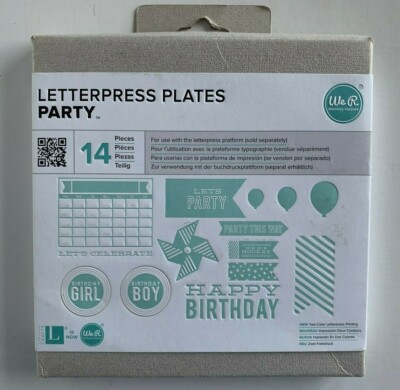 We R Memory Keepers Letterpress Plates Party 14 Piece Set Balloons ...